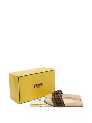 Fendi Zucca-pattern Velvet Sandals
