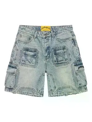 GODSPEED Octagon Cargo Denim Shorts - Blue