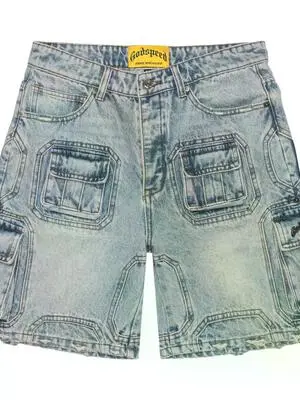 GODSPEED Octagon Cargo Denim Shorts - Blue