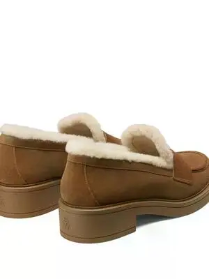 STUART WEITZMAN Celia Lite Penny Shearling Loafers - Brown