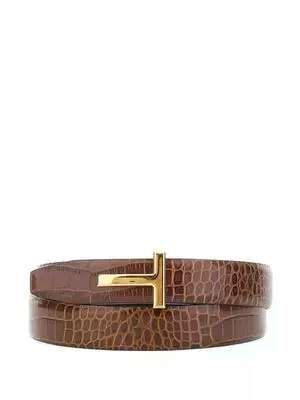 TOM FORD Croc-effect Belt - Brown