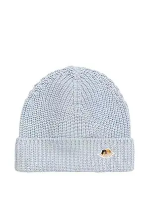 Fiorucci Knitted Beanie Hat With Patch - Blue