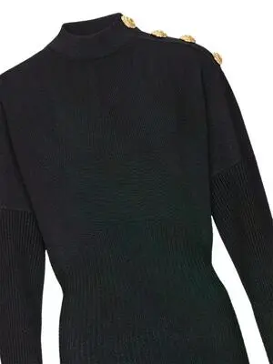 Balmain Flared Knitted Mini Dress - Black