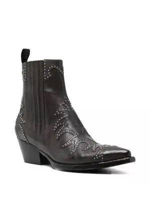 Sartore Studded Pointed-toe Boots - Grey