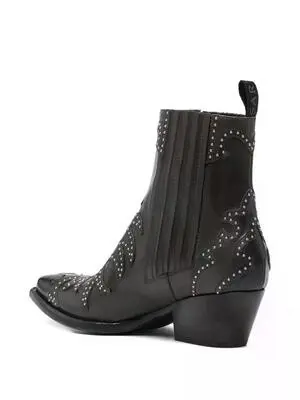 Sartore Studded Pointed-toe Boots - Grey