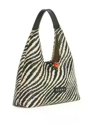 Marni Raffia Effect Top Handle Bag - Black