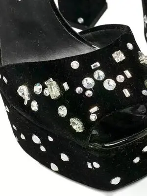 GIUSEPPE ZANOTTI Velvet Embellishment Platform Sandals
