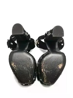 GIUSEPPE ZANOTTI Velvet Embellishment Platform Sandals
