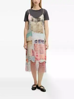 Desigual Patchwork Lace Hem Midi Dress