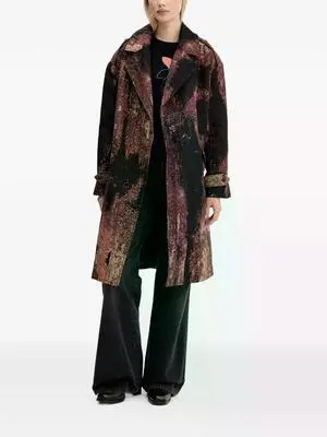 Desigual Abstract-pattern Double-breasted Coat - Black