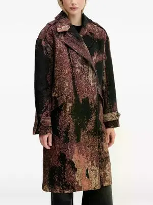 Desigual Abstract-pattern Double-breasted Coat - Black