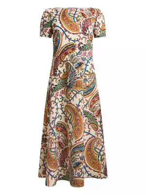 Etro Paisley-print Midi Dress - Neutrals