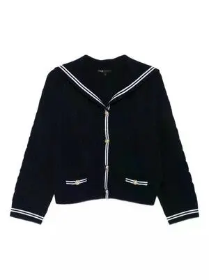 Maje Cable-knit Sailor-collar Cardigan - Blue