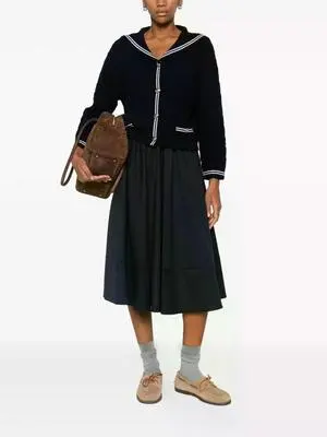 Maje Cable-knit Sailor-collar Cardigan - Blue