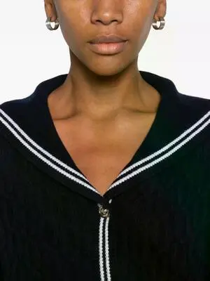 Maje Cable-knit Sailor-collar Cardigan - Blue