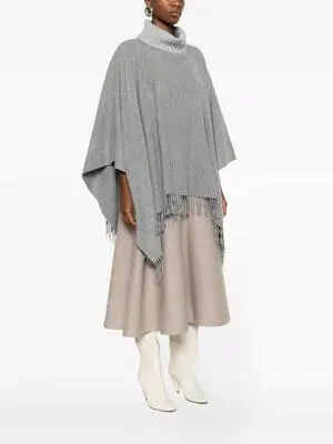 GRAN SASSO Fringed Turtleneck Poncho