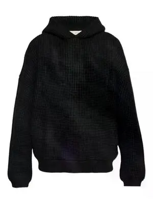 Fear Of God Hooded Waffle Knit Hoodie - Black