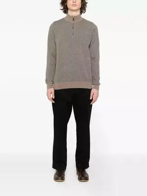 N.peal Jacquard Half-zip Jumper - Brown