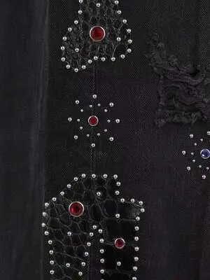 Amiri Studded Ripped Wide-leg Jeans - Black