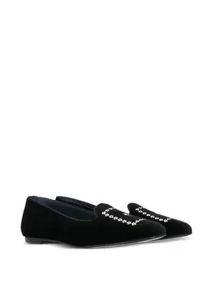 CastaÑer Floral-embroidery Velvet Loafers