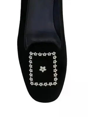 CastaÑer Floral-embroidery Velvet Loafers