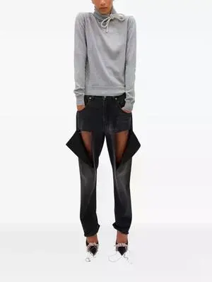 AREA Crystal-knot Turtleneck Sweater - Grey
