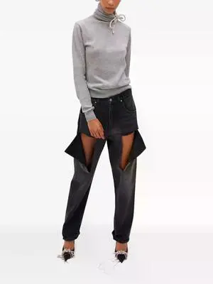 AREA Crystal-knot Turtleneck Sweater - Grey