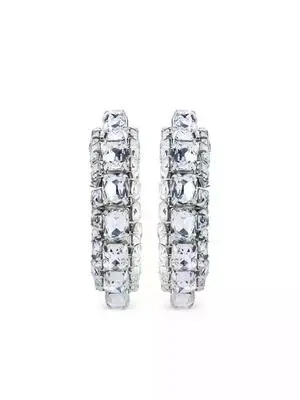 AREA Crystal Embellished Hoop Earrings - Silver