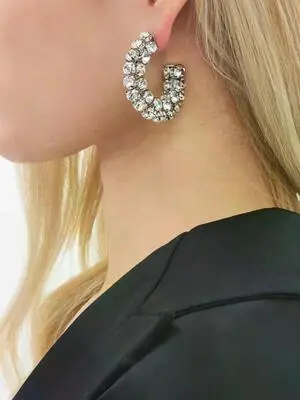 AREA Crystal Embellished Hoop Earrings