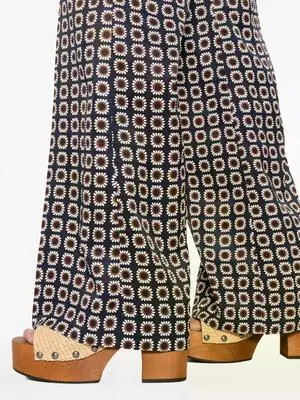 Sandro Floral-print Flowy Trousers - Blue