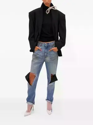 AREA Crystal-knot Turtleneck Sweater - Black