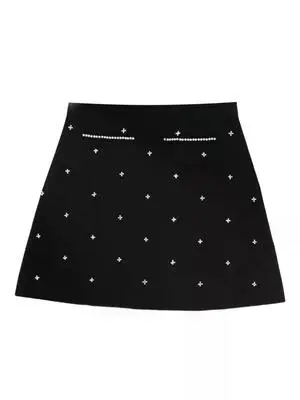 Sandro Rhinestone Embellished Knit Mini Skirt