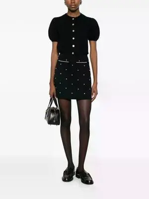 Sandro Rhinestone Embellished Knit Mini Skirt