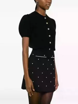 Sandro Rhinestone Embellished Knit Mini Skirt