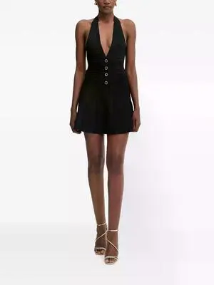 Retrofete Cinzia Button-detail Mini Dress - Black