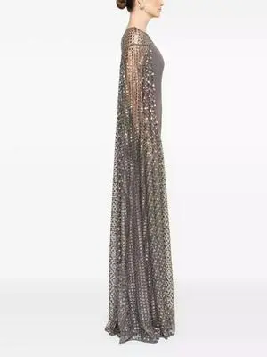 NISSA Sequined Cape Maxi Dress