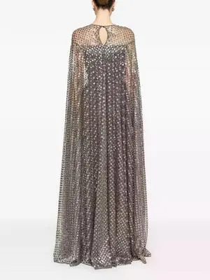 NISSA Sequined Cape Maxi Dress