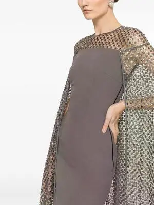 NISSA Sequined Cape Maxi Dress
