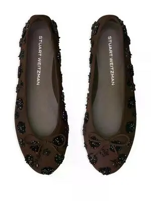STUART WEITZMAN Prima Bow Embellished Ballet Flat - Brown