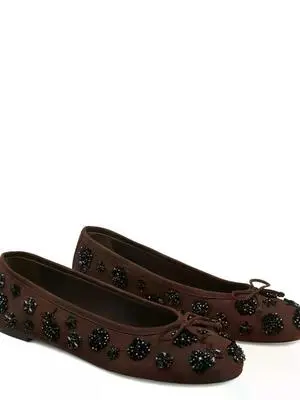 STUART WEITZMAN Prima Bow Embellished Ballet Flat - Brown