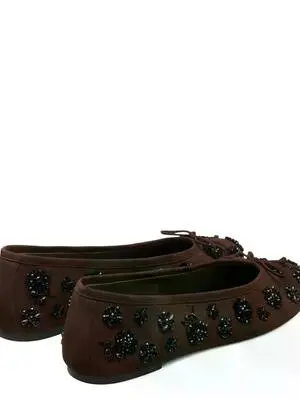 STUART WEITZMAN Prima Bow Embellished Ballet Flat - Brown