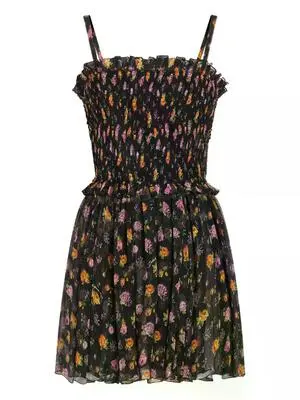 Dolce & Gabbana Floral Print Ruffled Mini Dress - Black