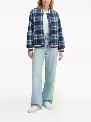 BENETTON Checked Zip-up Jacket - Purple