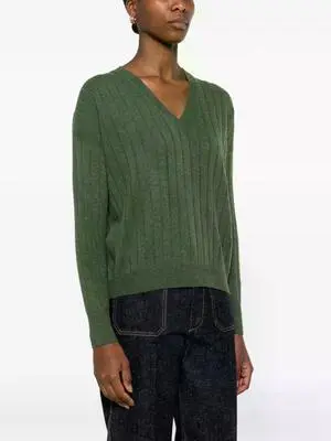 GRAN SASSO Ribbed V-neck Sweater - Green