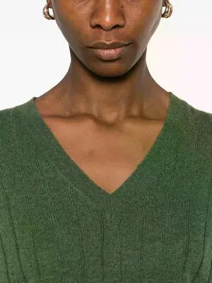 GRAN SASSO Ribbed V-neck Sweater - Green