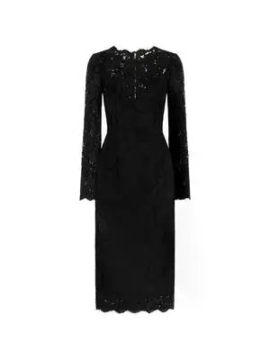 Dolce & Gabbana Long-sleeve Lace Midi Dress - Black