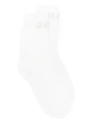 Maje Pearl Embellished Socks - White