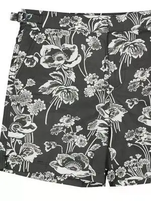 Commas Floral-print Swim Shorts - Black