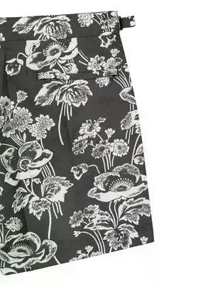 Commas Floral-print Swim Shorts - Black