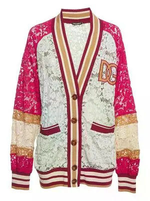 Dolce & Gabbana Oversized Cardigan With Lace Panel